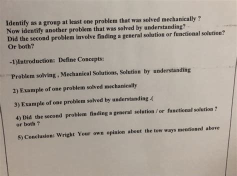 Identify As A Group At Least One Problem That Was Chegg Com