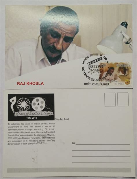 Raj Khosla 100 Years Of Indian Cinema Maxim Card Sams Shopping