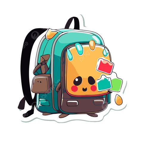만화 일러스트 배낭 스티커 벡터 스프라이트 만화 백팩이 분리된 스티커 디자인 상표 Png 일러스트 및 벡터 에 대한 무료