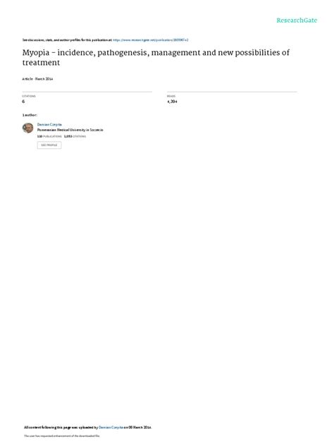 Myopia Incidence Pathogenesis Management And New Possibilities Of Treatment Pdf Cornea