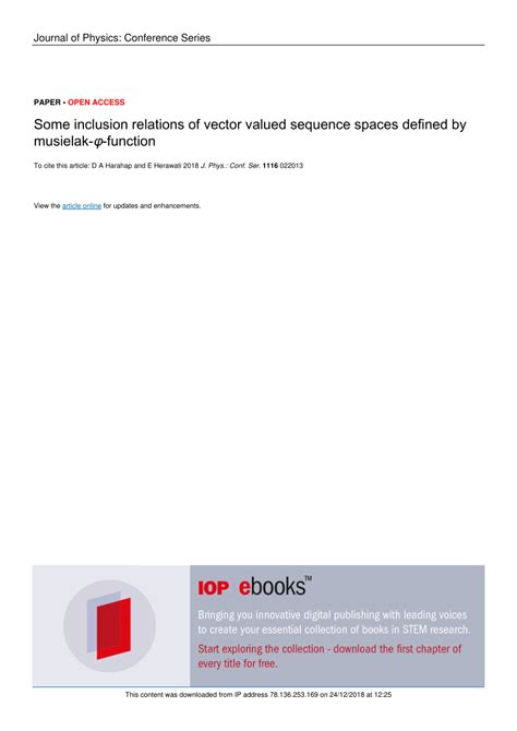Pdf Some Inclusion Relations Of Vector Valued Sequence Spaces Defined By Musielak φ Function