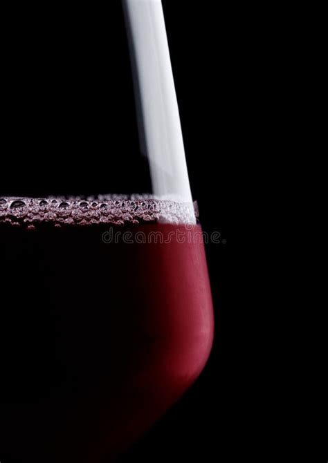 Glass Of Red Wine Macro With Bubbles On Black Stock Image Image Of