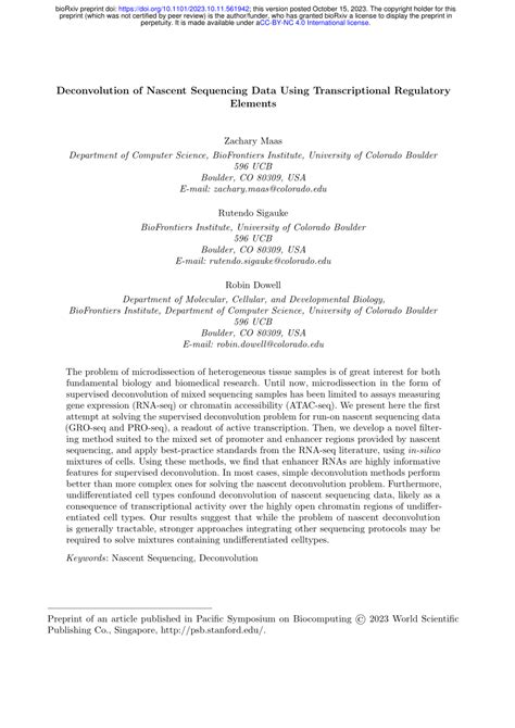 Pdf Deconvolution Of Nascent Sequencing Data Using Transcriptional