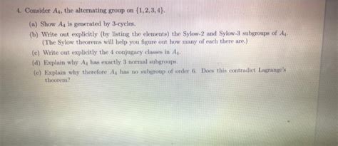 solved 4 consider a4 the alternating group on {1 2 3 4}