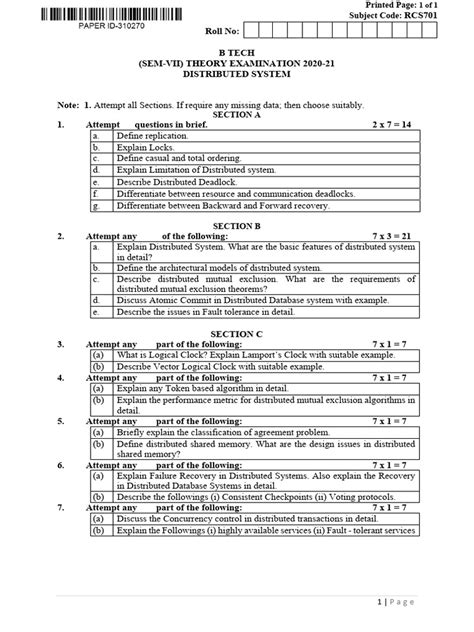 btech cs 7 sem distributed system rcs701 2021 pdf distributed