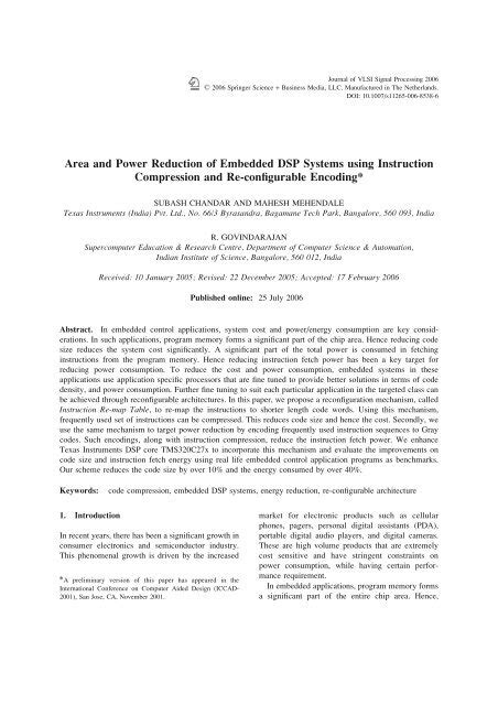 Area And Power Reduction Of Embedded Dsp Systems Serc