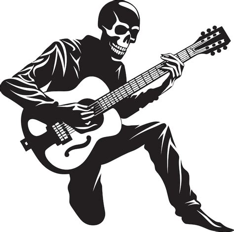 Premium Vector Haunting Harmonies Skeleton Guitarist Vector Black