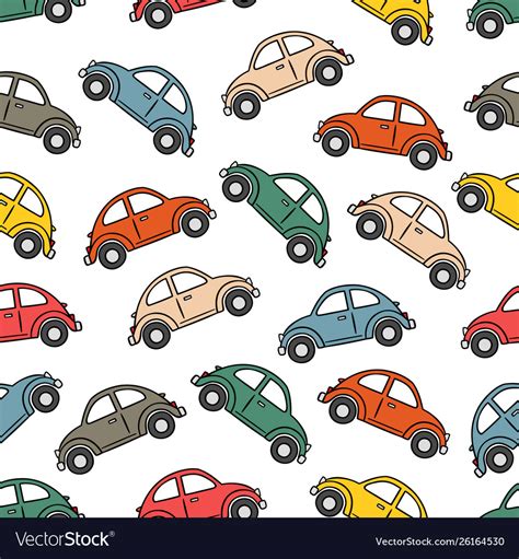 Classic Cars Pattern In White Background Vector Image