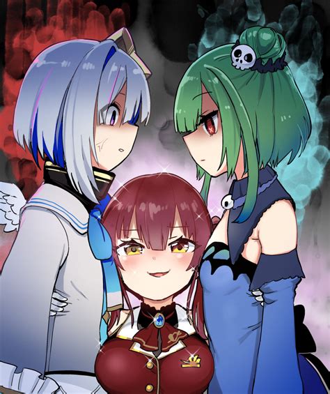 Safebooru 3girls Absurdres Amane Kanata Angel Wings Anger Vein