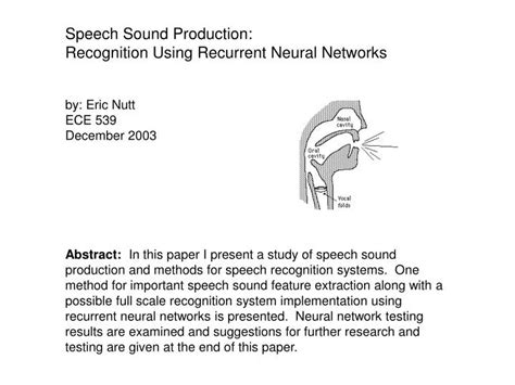 PPT Speech Sound Production Recognition Using Recurrent Neural Networks PowerPoint