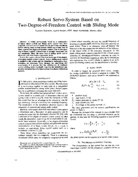 Robust Servo System Based On Two Degree Of Freedom Control With Sliding