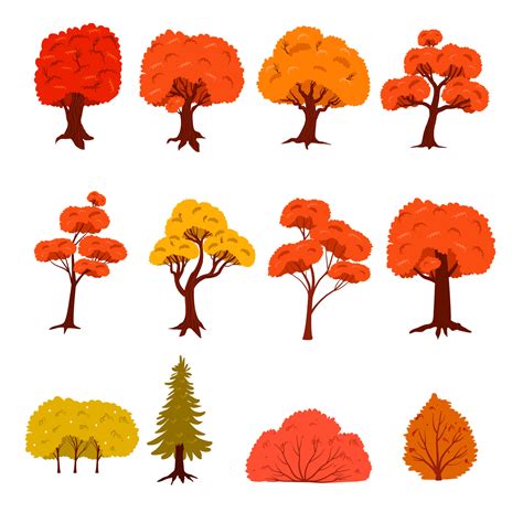 Autumn Tree Vector Set Collection Vector Art At Vecteezy