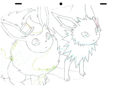Flareon And Jolteon Base Original Sketch By Mysticwhitewolf21 On Deviantart