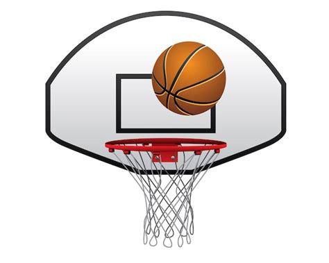 Ballon De Basket Réaliste Avec Filet Isolé Panier De Basket Vecteur