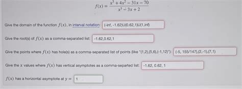 solved f x x3 4x2 31x 70x3 3x 2give the domain of the