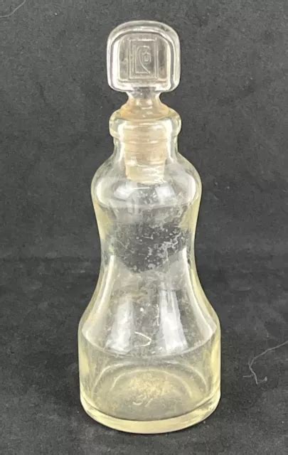 Vintage Clear Glass Perfume Bottle Hour Glass Shape Dresser Vanity 325