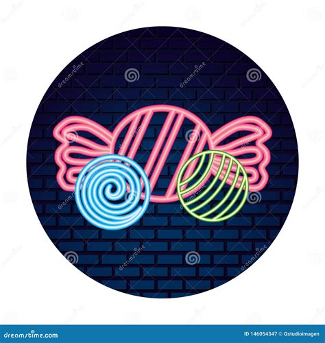 Neon Wrapper Sweet Candies Caramels Stock Illustration Illustration