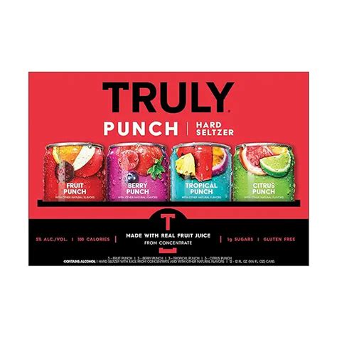 Hard Seltzer Punch Variety Pack Spiked Sparkling Water 12 Fl Oz