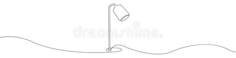 Desk Lamp Vector One Line Draw Icon Lamp Linear Continuous Outline In