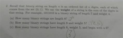 Solved Recall That Binary String On Length N Is An Chegg