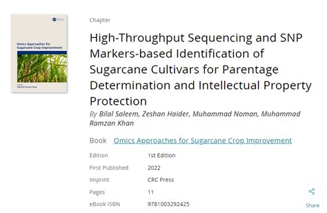 Pdf High Throughput Sequencing And Snp Markers Based Identification Of Sugarcane Cultivars For