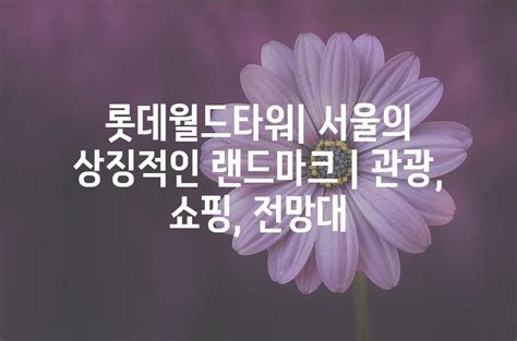 롯데월드타워 서울의 상징적인 랜드마크 관광 쇼핑 전망대
