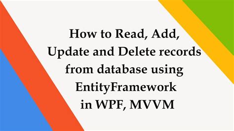 How To Read Add Update And Delete Records From Database Using