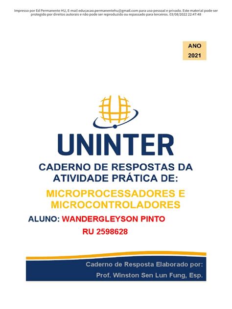 Atividade Prática Microprocessadores E Microcontroladores Uninter 2021