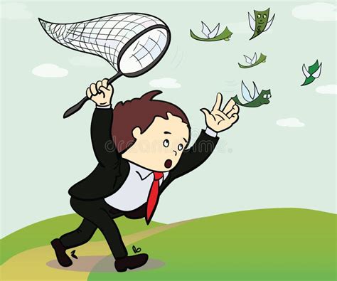 Businessman Catch Money Flying Stock Vector Illustration Of People