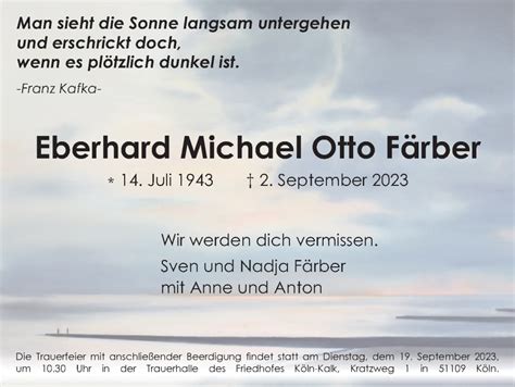 Traueranzeigen von Eberhard Michael Otto Färber WirTrauern