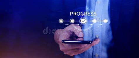 progress concept touching to tick correct mark in checklist with