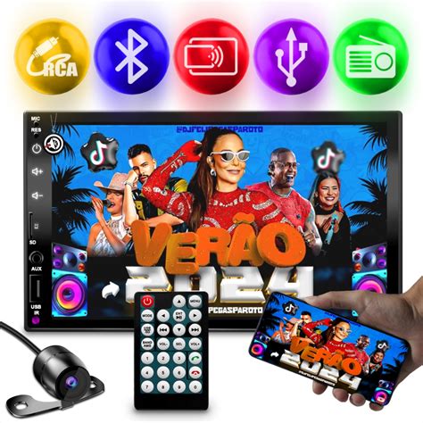 Multimidia 2 Din Mp5 Light 7 Polegadas Espelhamento Celular Android E Ios Bluetooth E Rádio