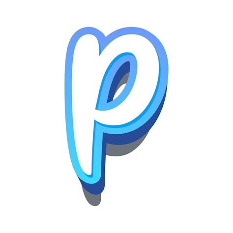 Letra P Azul Con Una Sombra Sobre Un Fondo Blanco Vector Premium