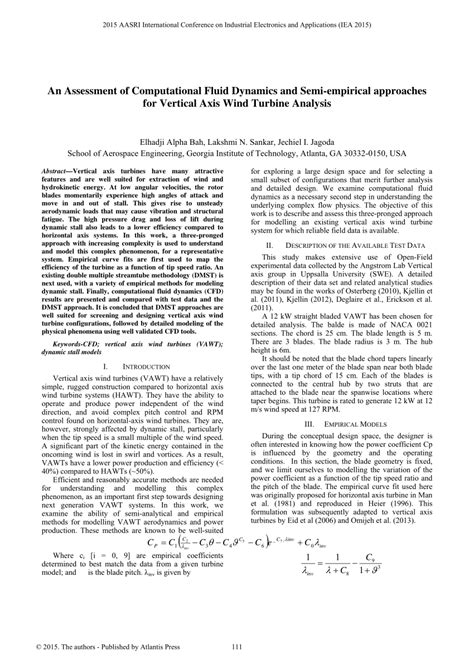 Pdf An Assessment Of Computational Fluid Dynamics And Semi Empirical