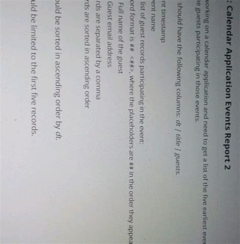 Calendar Application Events Report Vorking Studyx