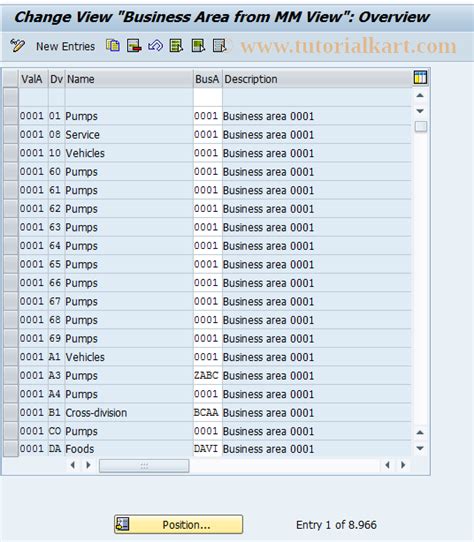 OMBD SAP Tcode Business Area From MM View