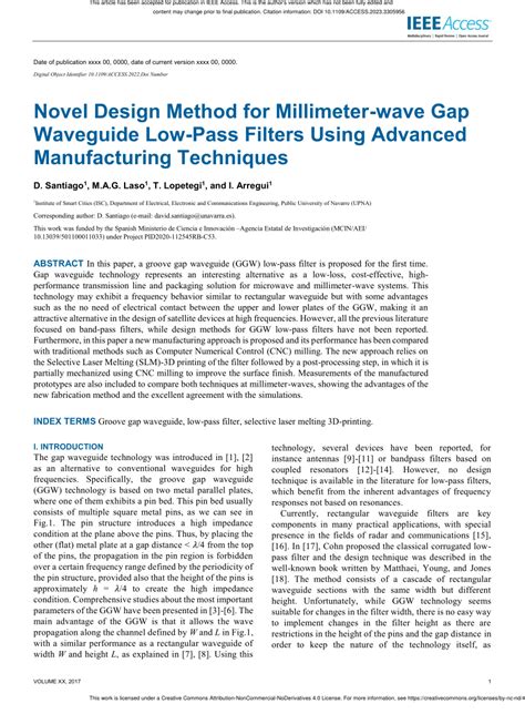 pdf novel design method for millimeter wave gap waveguide low pass