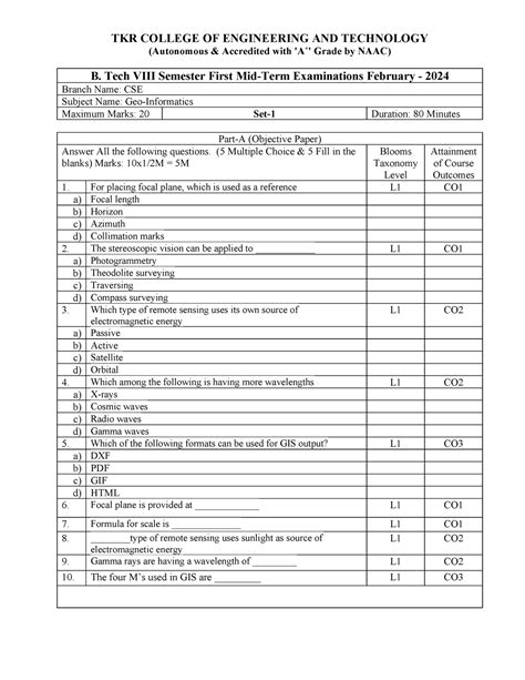 R20 Cse Viii Sem Geo Informatics Mid 1 Qp 4sets 2023 24 Autonomous