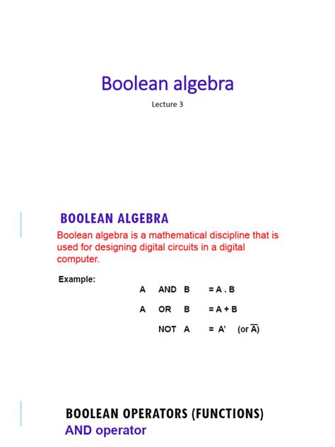 3 Boolean Algebra Pdf Boolean Algebra Teaching Mathematics