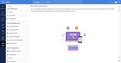 enforce multi factor authentication mfa zoho vault