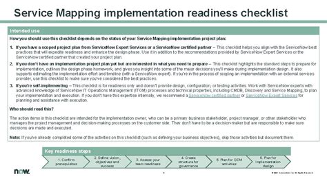 Implementation Readiness Checklist Service Mapping Deliver A Unified