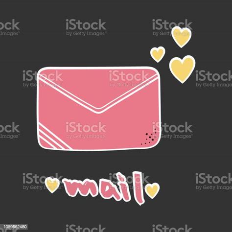 텍스트와 그림을 메일 손으로 그린 벡터 검정 배경으로에 Brand Name Online Messaging Platform에 대한 스톡 벡터 아트 및 기타 이미지