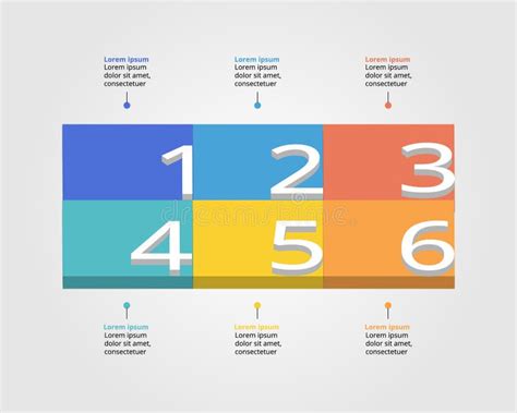 Timeline Step Square Chart Template For Infographic For Presentation For 6 Element Stock Vector