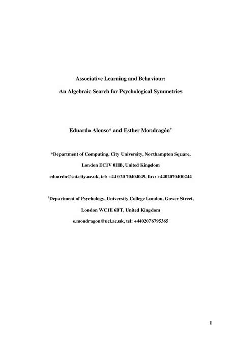 Pdf Psychological Models Of Associative Learning Cal