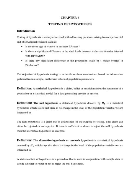 Testing Of Hypotheses Pdf Pdf Statistical Hypothesis Testing Type
