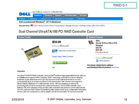 CSE 451 Operating Systems Winter 2007 Module 18 Redundant Arrays Of