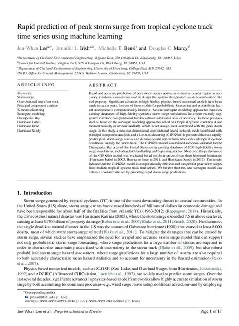 Pdf Rapid Prediction Of Peak Storm Surge From Tropical Cyclone Track