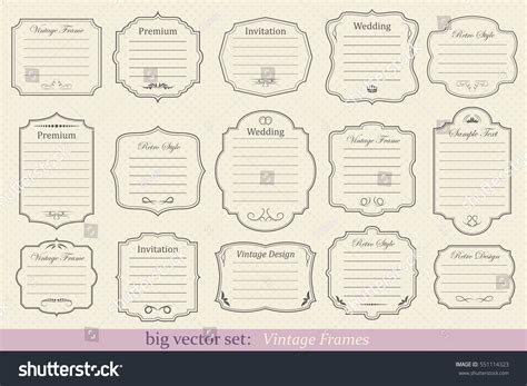 Big Vector Set Vintage Frames On Stock Vector Royalty Free 551114323