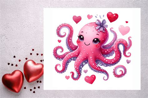 Valentines Octopus Illustration Graphic By Creative Designs · Creative