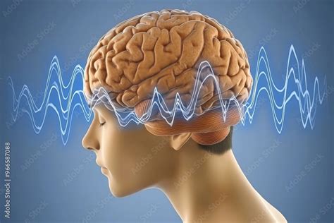 Neural Impulses Neuron Modulation And Brainwave Dynamics Abstract Model Head With Brain And